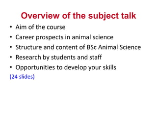 Visit Day Animal Science June 2014 | PPT