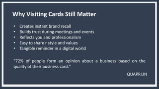 Custom Visiting Cards to Make a Strong First Impression | PDF