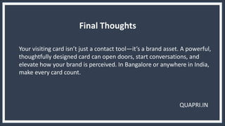Custom Visiting Cards to Make a Strong First Impression | PDF