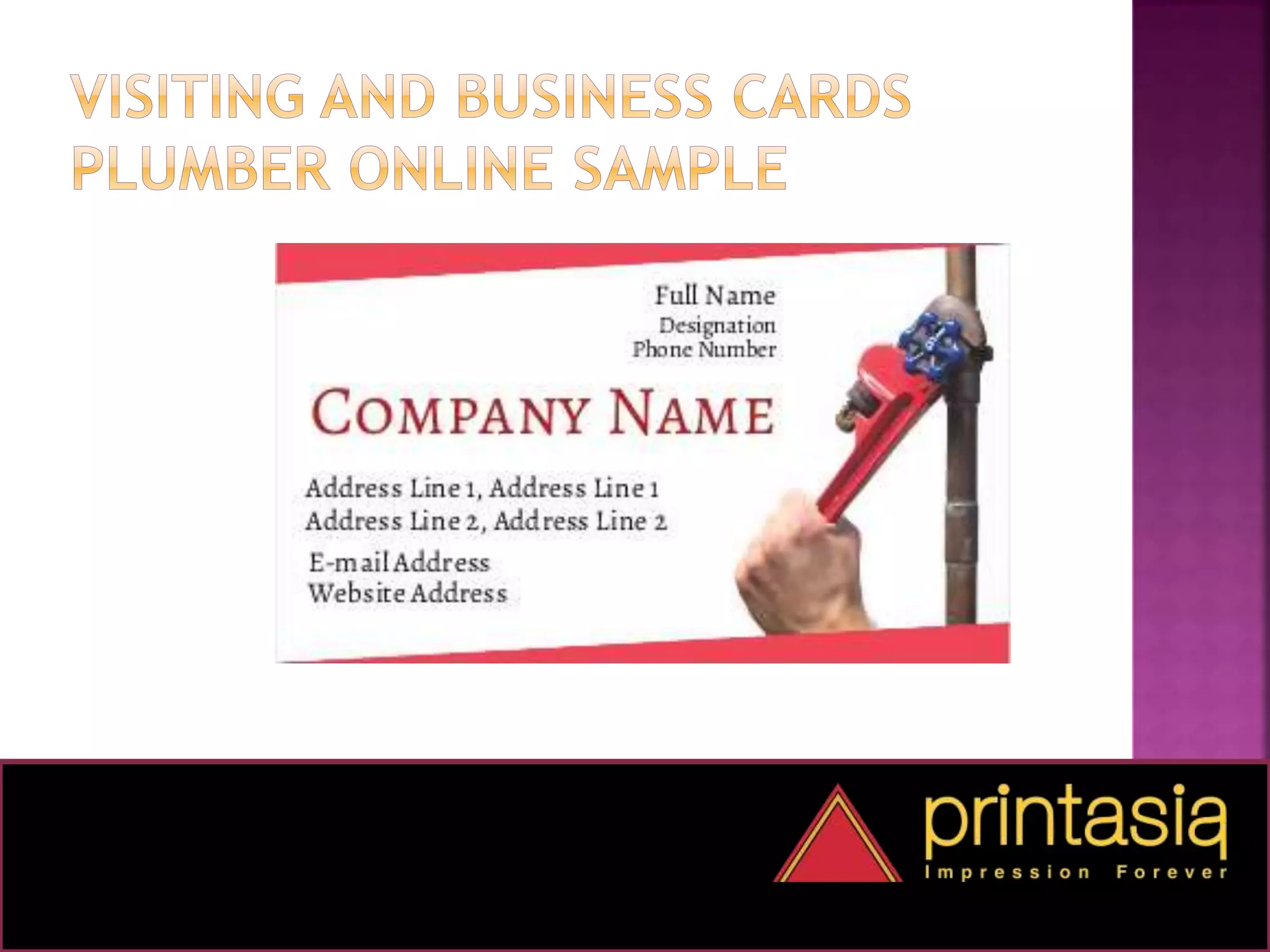 Visiting cards Plumber | PPTX