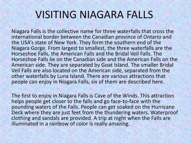 Visiting niagara falls | PPT