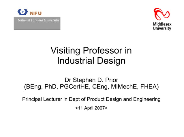 Visiting Professor At Nfu | PPT