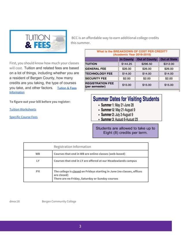 Bergen Community College Information for Visiting Students | PDF ...