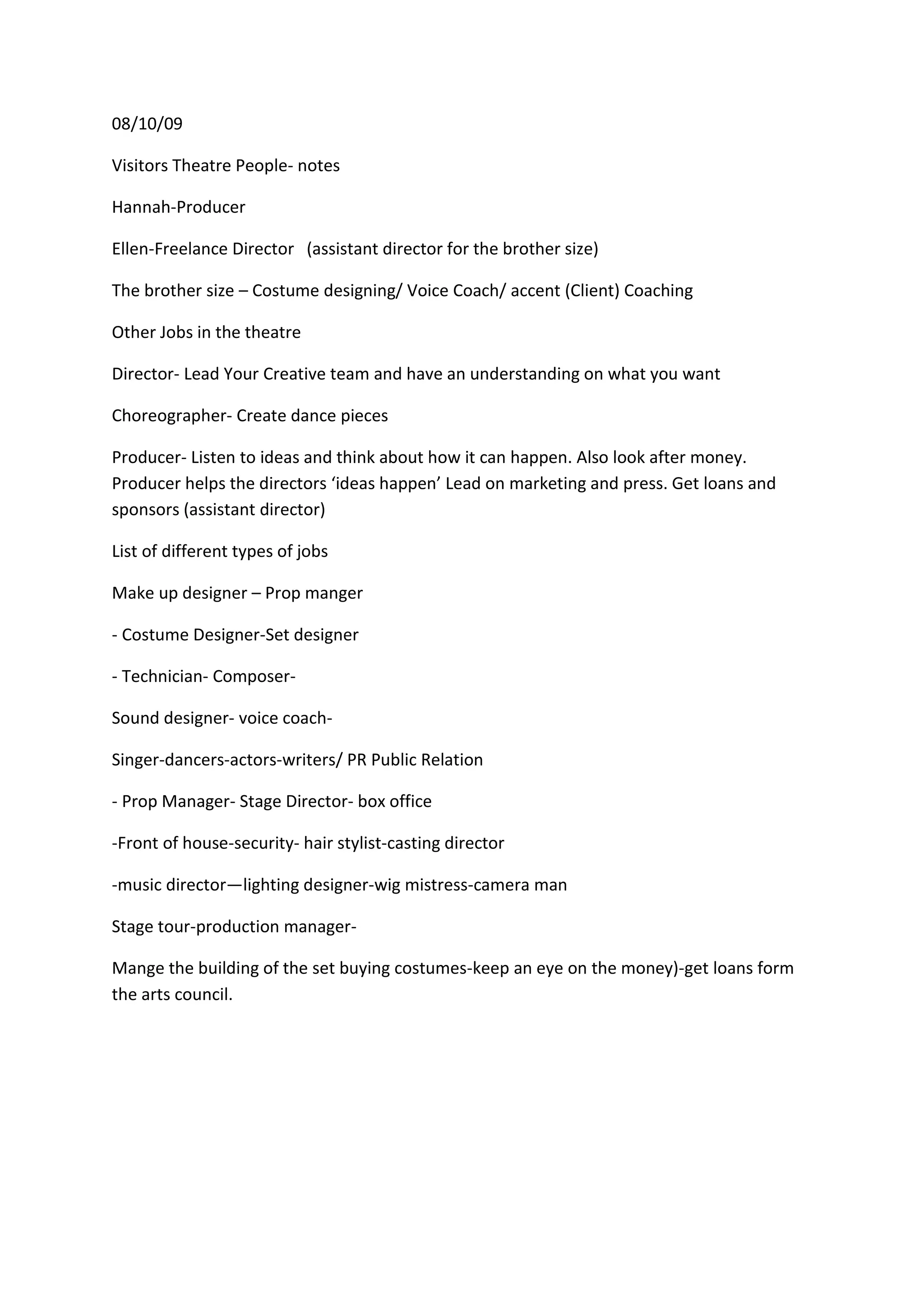 Visit of the theatre peopel | PDF