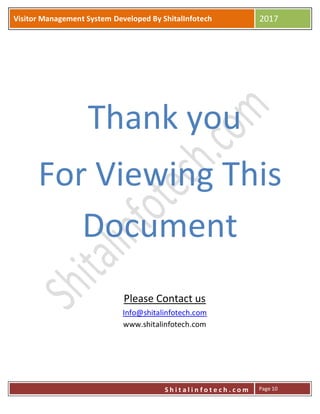 Visitor management software user manual by shital infotech | PDF