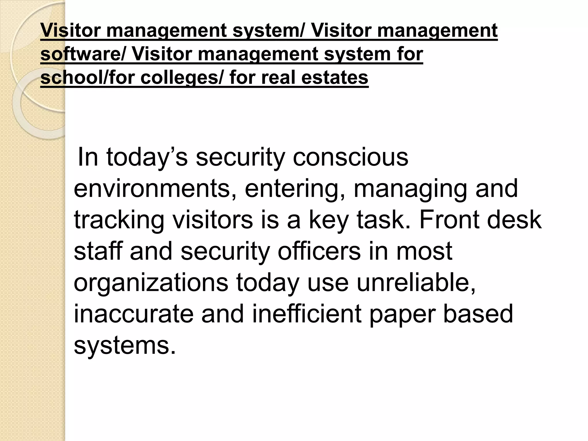 Visitor management system | PPTX