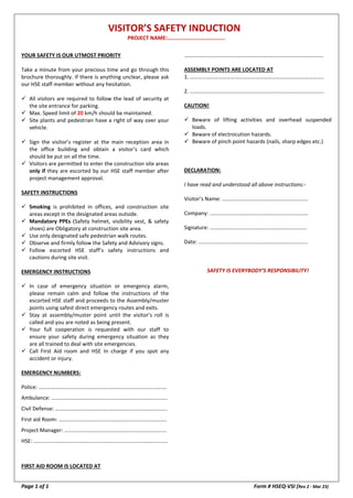 VISITOR SAFETY INDUCTION Form # HSEQ - VSI Rev 2 - S.docx