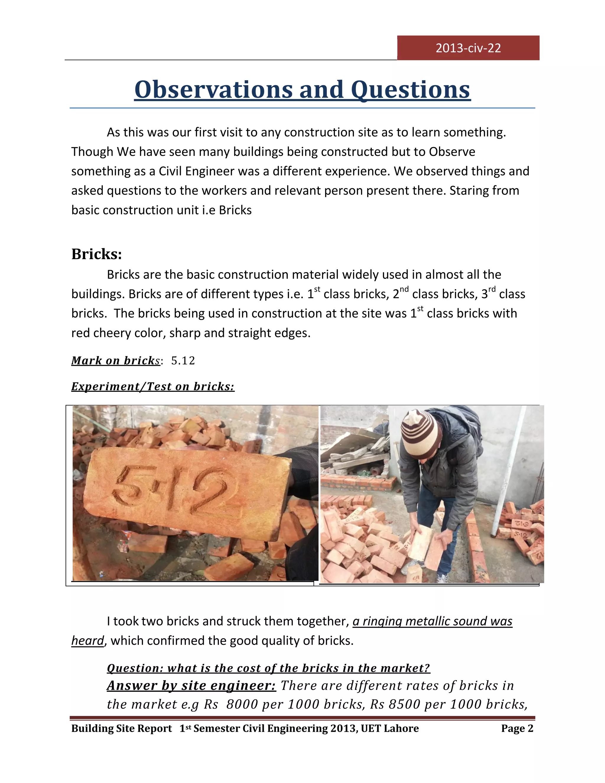 Visit to a construction site | PDF