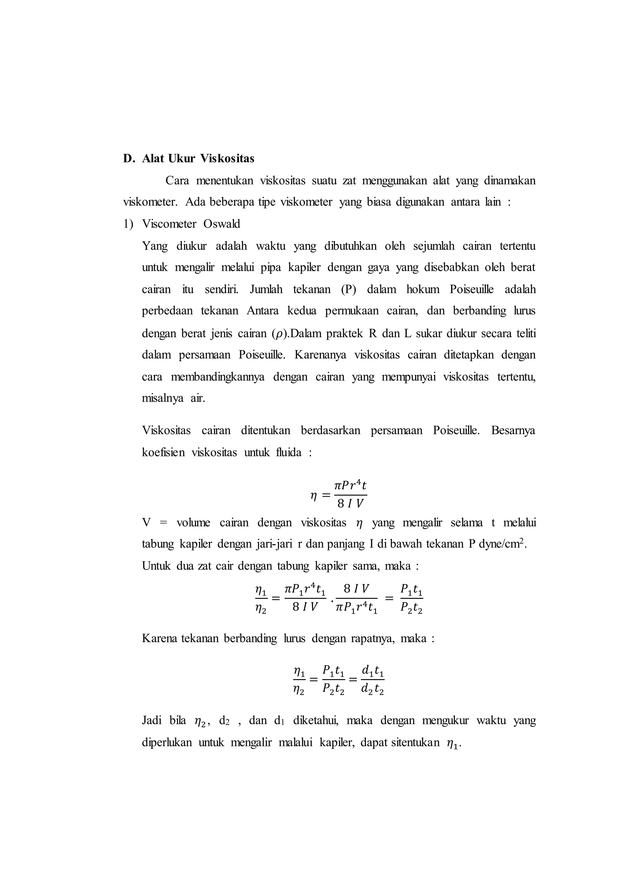 Kimia fisika II Viskositas | DOCX