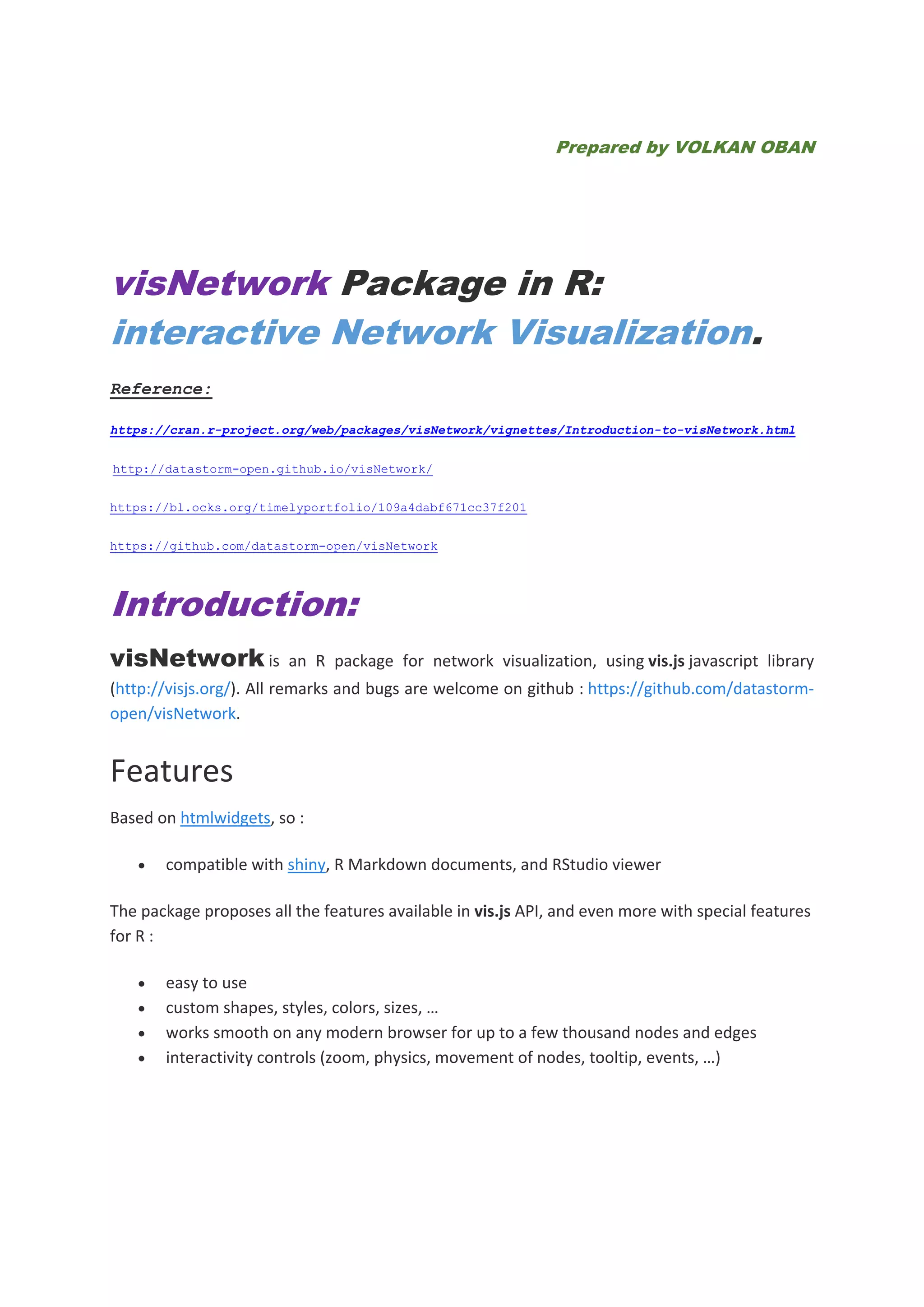 Visnetwork package in R | PDF