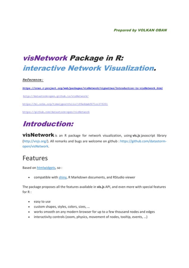 Visnetwork package in R | PDF