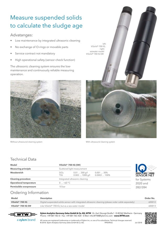 Vi solid 700 iq tss sensor-wtw | PDF