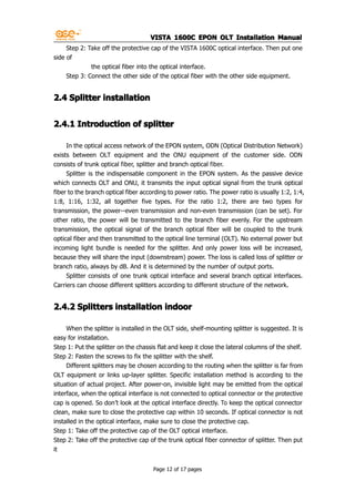 Vista 1600 c epon olt installation manual(v1.3.1) | PDF