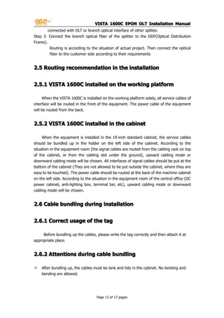 Vista 1600 c epon olt installation manual(v1.3.1) | PDF