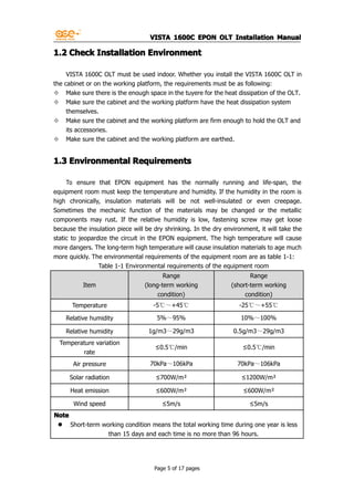 Vista 1600 c epon olt installation manual(v1.3.1) | PDF