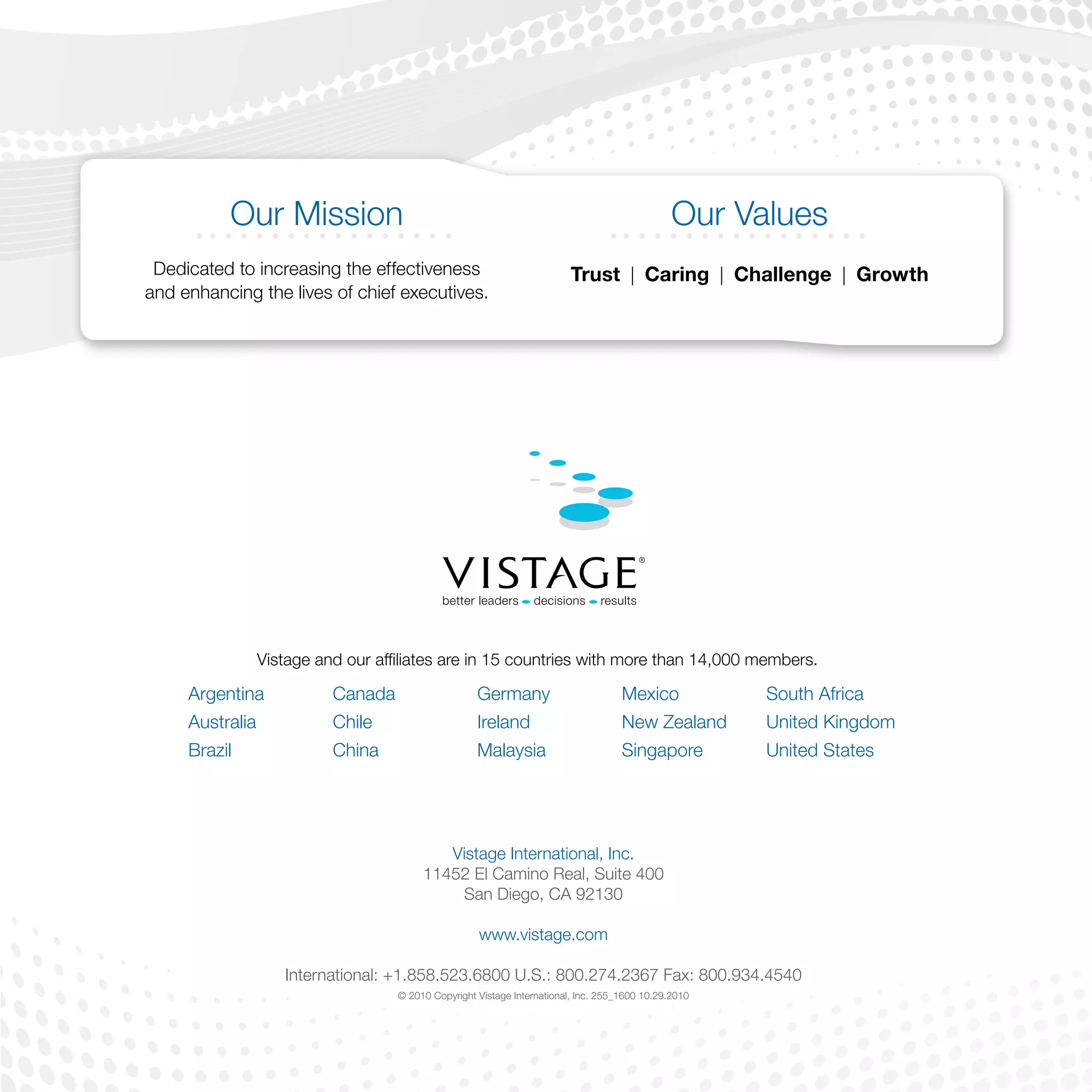 Vistage Chair Brochure 2011 | PDF