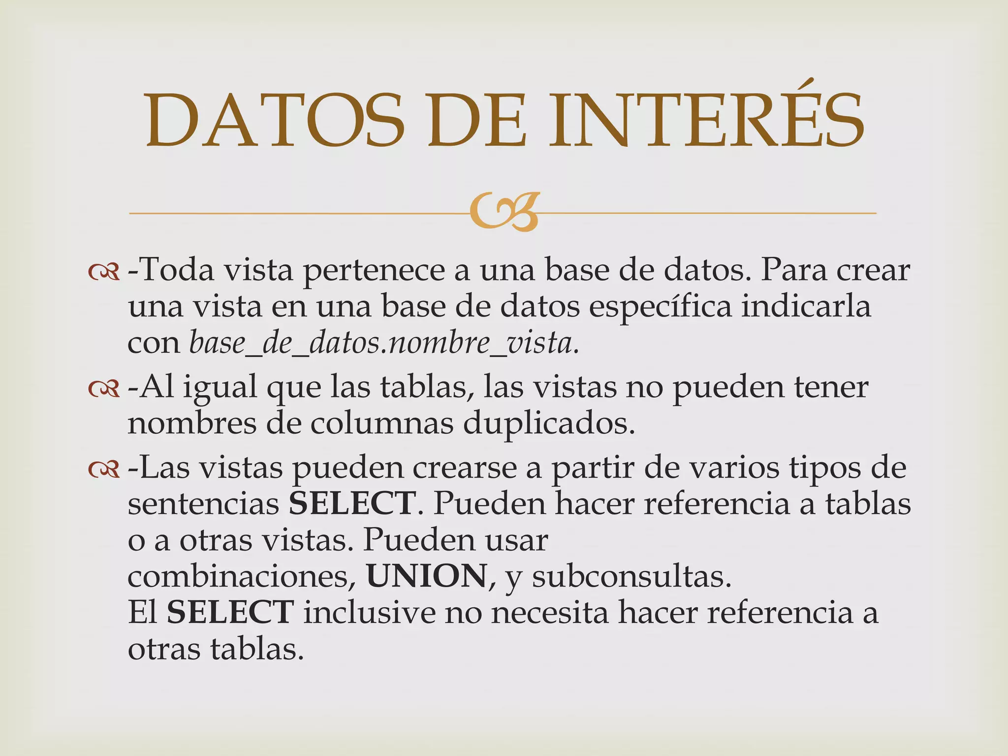 Vistas en mySql | PPTX