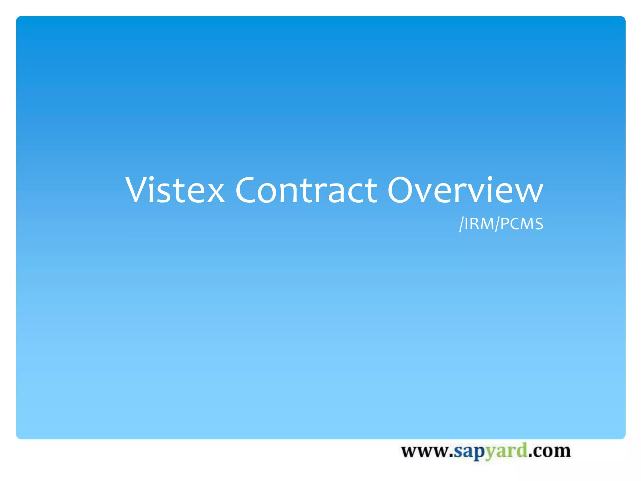 Vistex Contract Overview | PDF