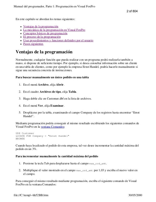 Microsoft visual foxpro 9.0 manual del programador en español - volir