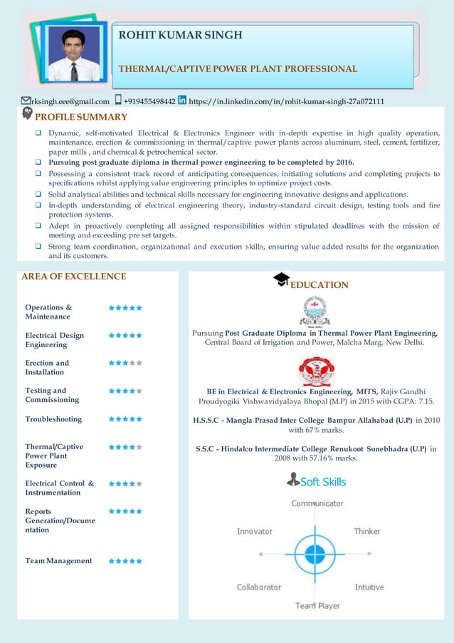 Visual CV Profile - Thermal,Captive Power and Renewable Energy Professional | DOCX | Civil ...