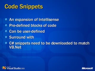 Visual Studio 2005 New Features | PPT