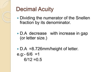 Visual acuity | PPTX | Eye and Vision Conditions | Diseases and Conditions