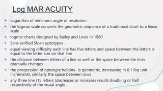 VISUAL ACUITY , Basics of vision assessment | PPTX