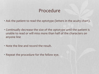 Visual acuity and its disturbances (asik) | PPTX