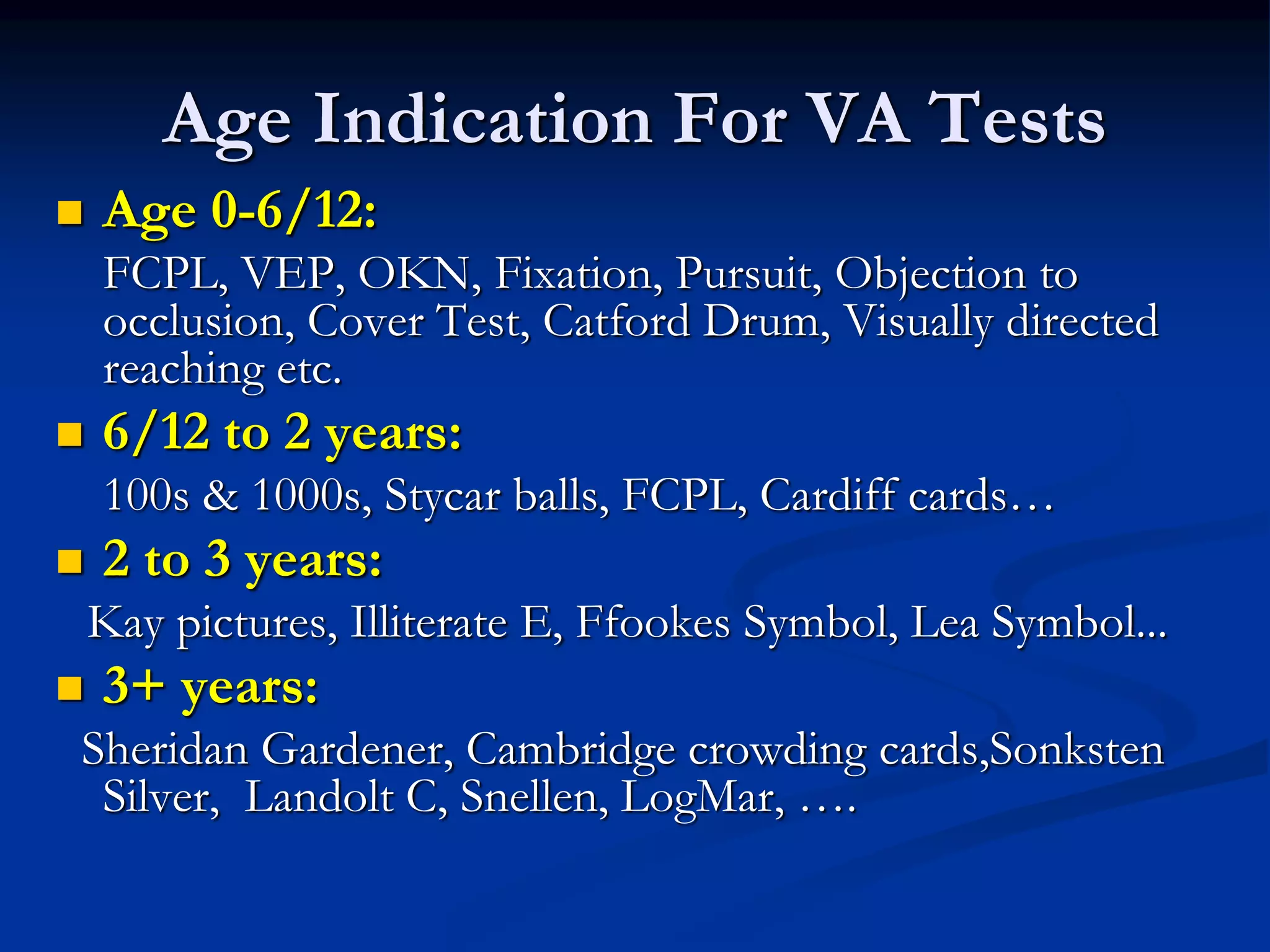 Visual acuity assessment in different group of age | PPTX
