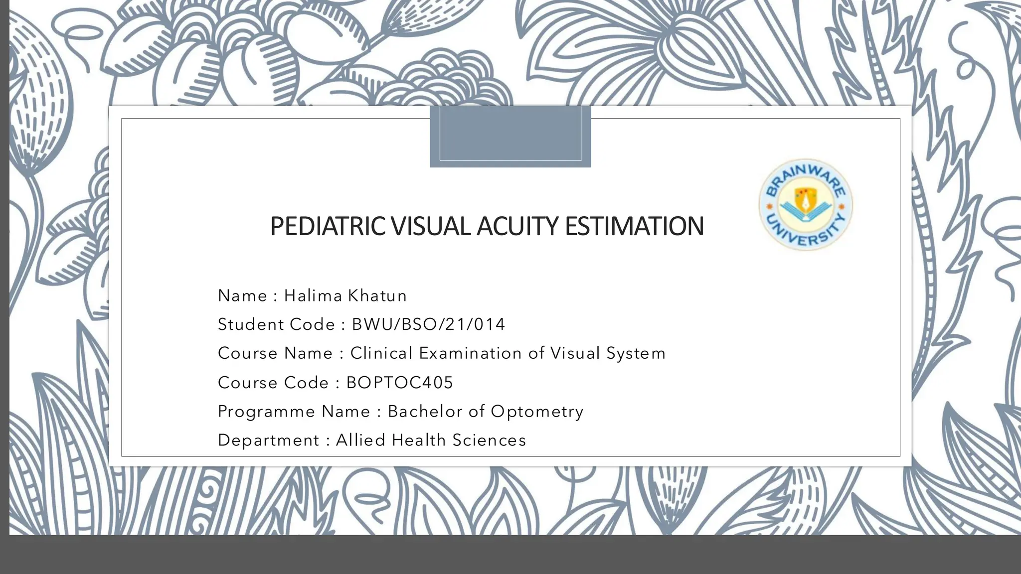 visual acuity estimation in children in Optometry | PDF