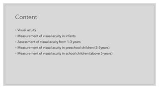 visual acuity estimation in children in Optometry | PPT
