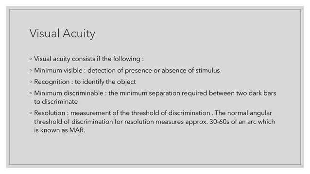 visual acuity estimation in children in Optometry | PPT