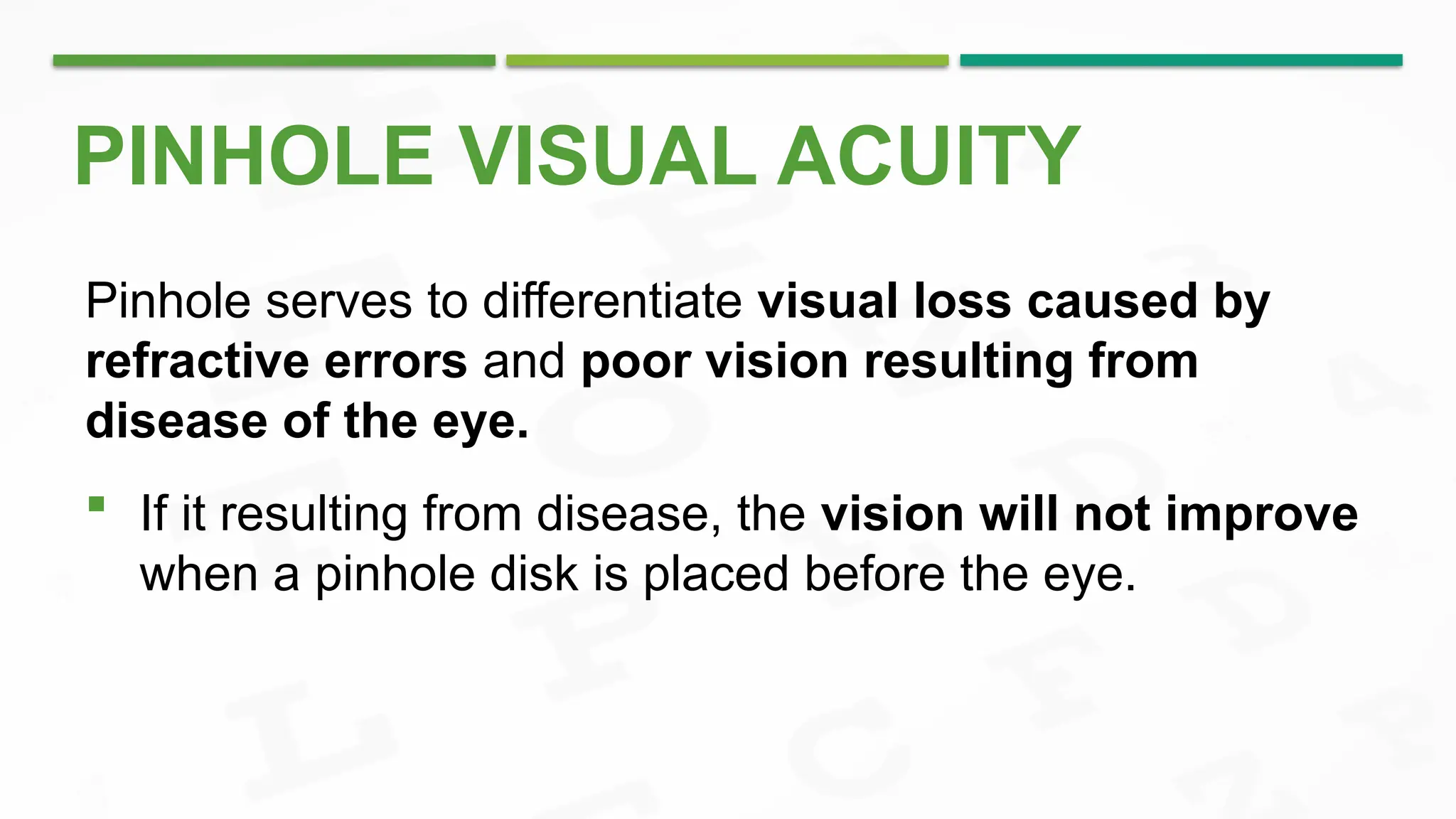 visual acuity : Near, pinhole and color vision | PPTX
