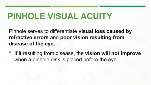 visual acuity : Near, pinhole and color vision | PPTX | Eye and Vision ...