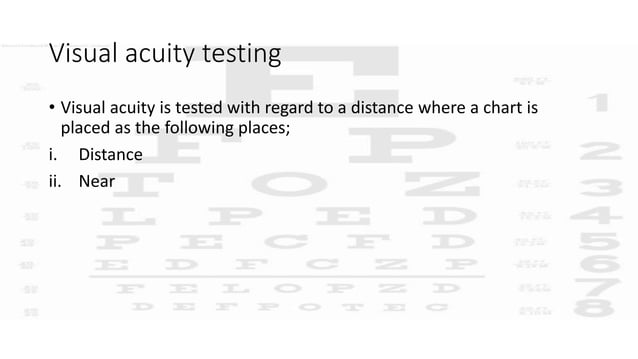 VISUAL ACUITY TAKING.pptx | Eye and Vision Conditions | Diseases and ...