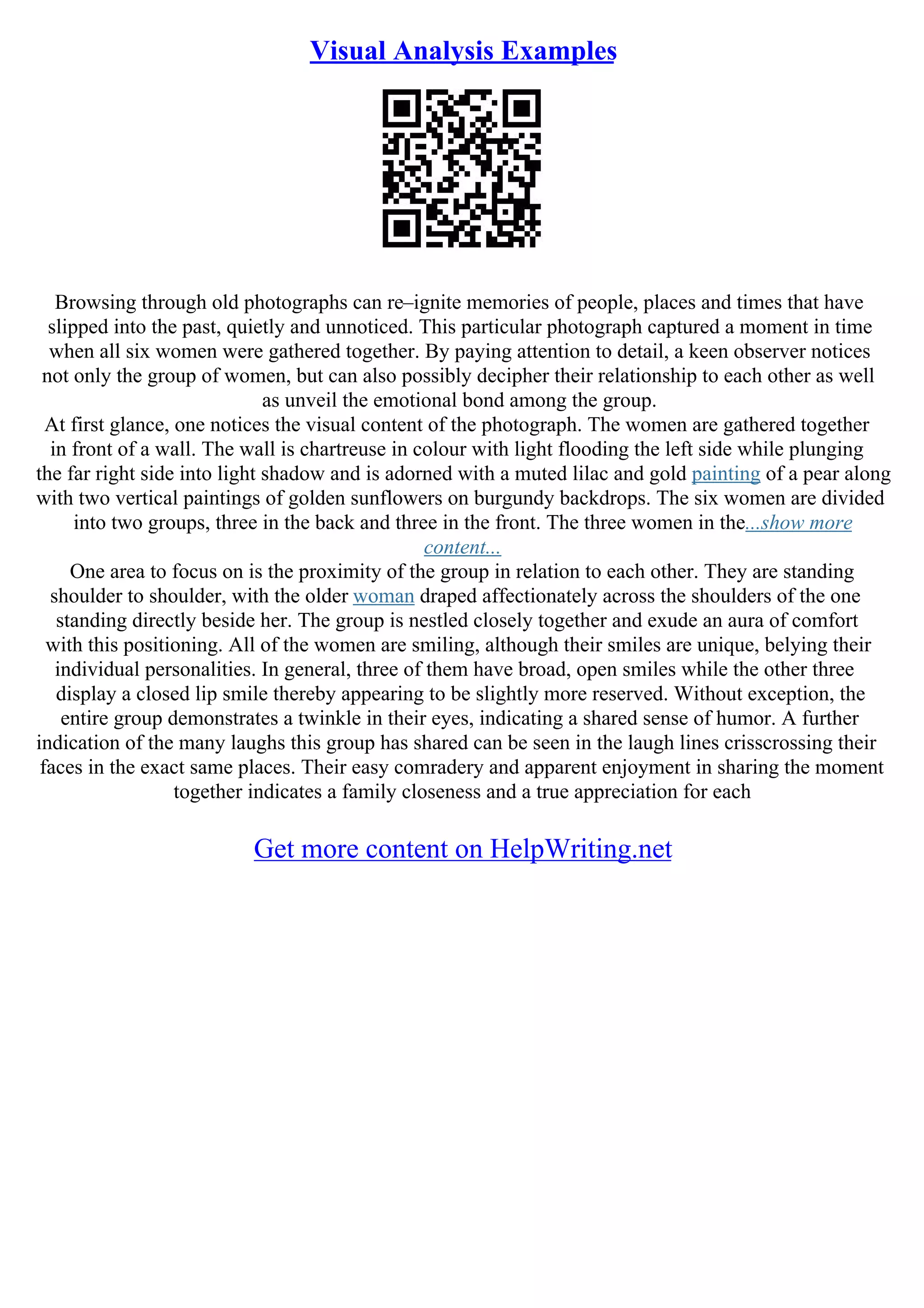 Visual Analysis Essay Examples | PDF | Painting | Arts and Crafts