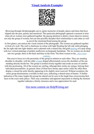 Visual Analysis Essay Examples | PDF | Painting | Arts and Crafts