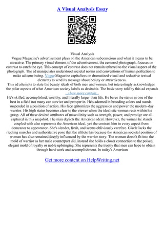 Visual Analysis Essay Examples | PDF
