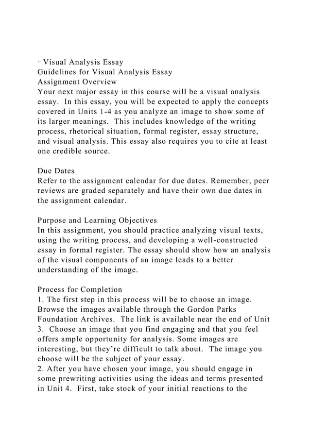 · Visual Analysis EssayGuidelines for Visual Analysis EssayAss.docx