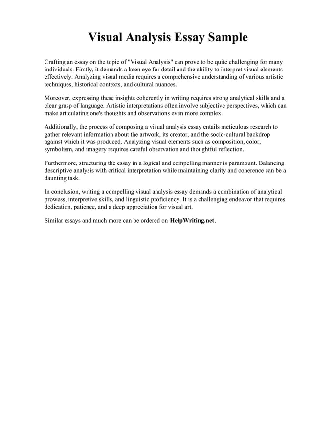 Visual Analysis Essay Sample. University of Arkansas Hope-Texarkana ...