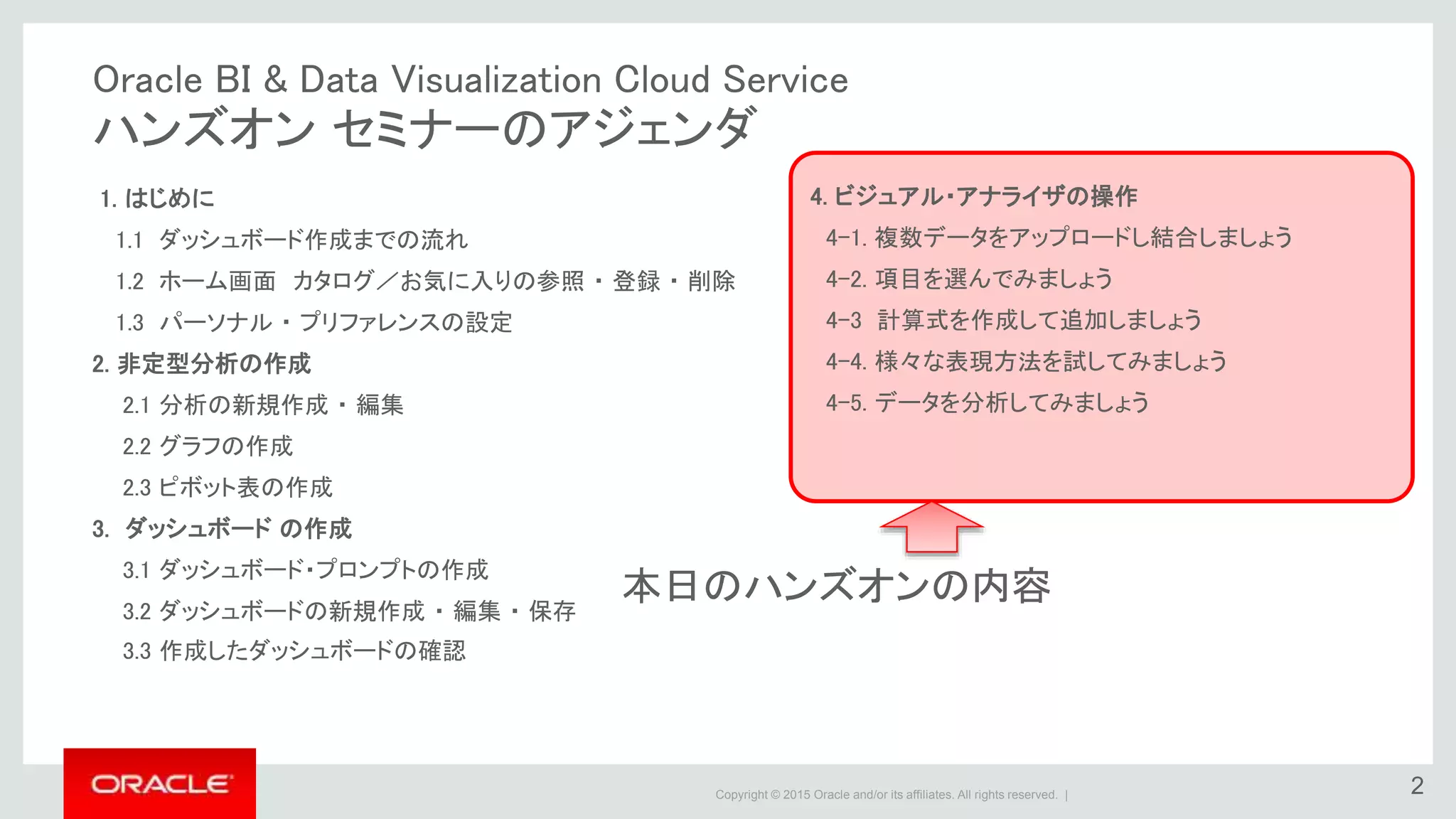 Data Visualization Cloud Service オンライン・ハンズオンセミナー | PPT