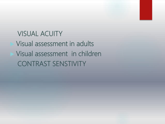 Visual aquity and contrast sensitivity | PPTX | Eye and Vision ...