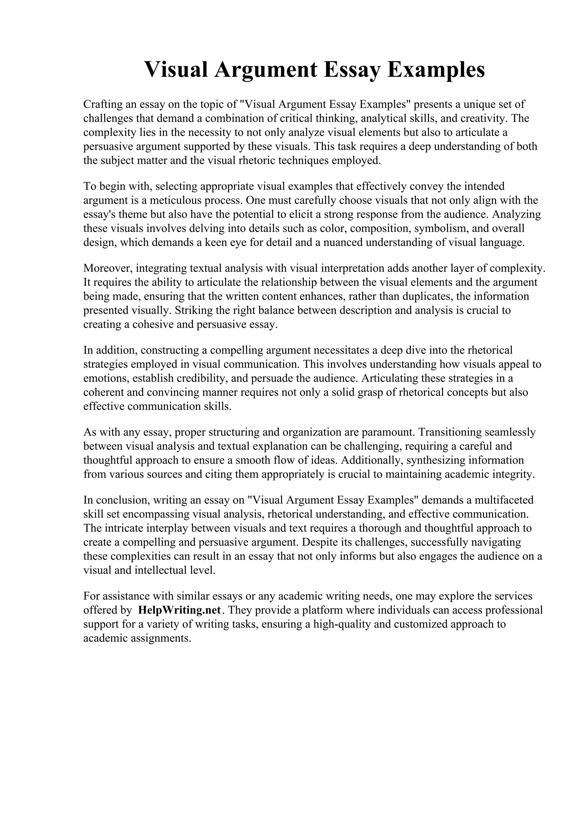 Visual Argument Essay Examples. Visual Argument Essay Examples ...