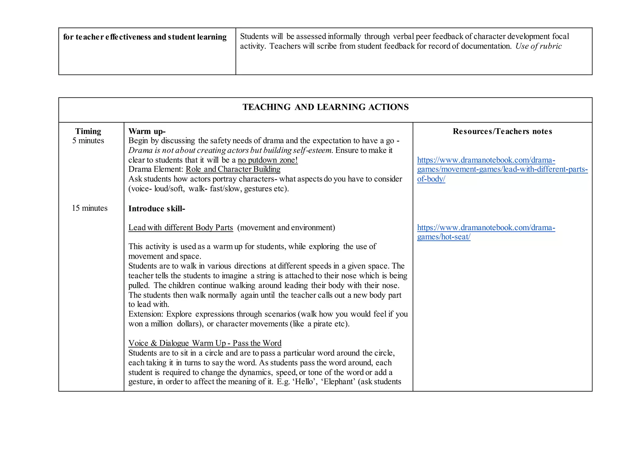 Drama lesson plan 1 | PPT