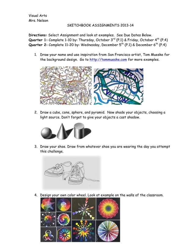 Visual arts sketchbooks SEMESTER 1: #1-20 | PDF
