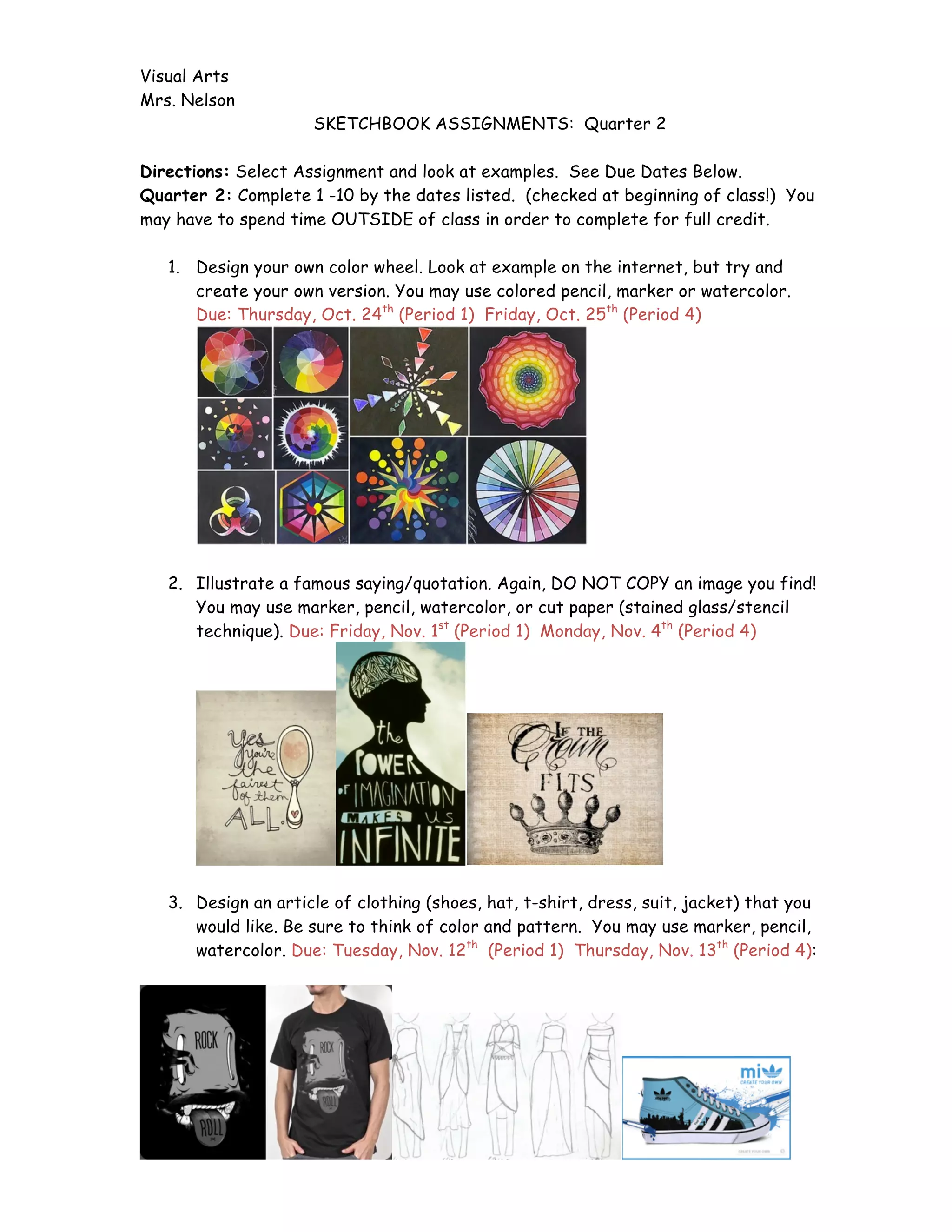 Visual arts sketchbooks quarter 2 | PDF