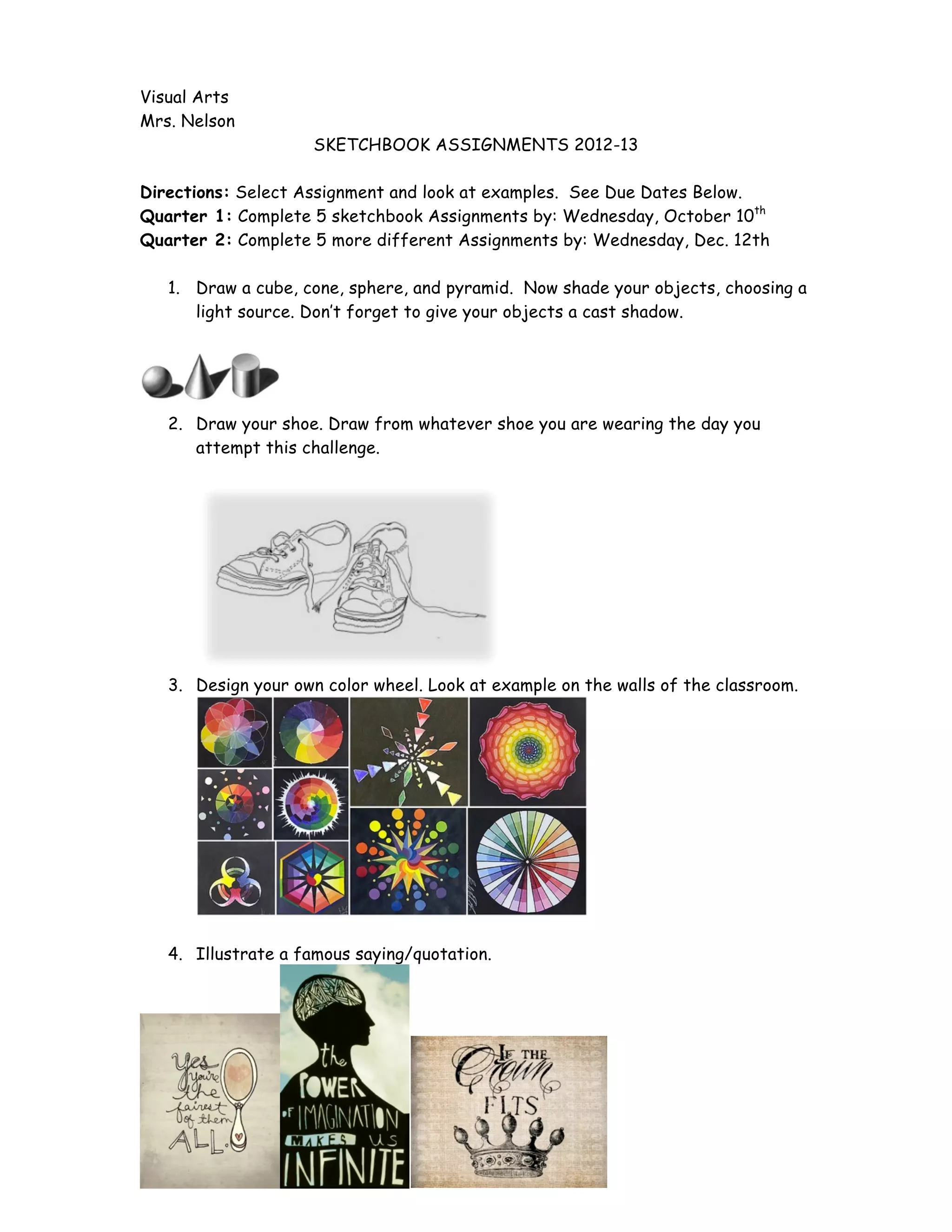 Visual arts sketchbooks sem. 1 | PDF | Drawing and Sketching | Arts and ...