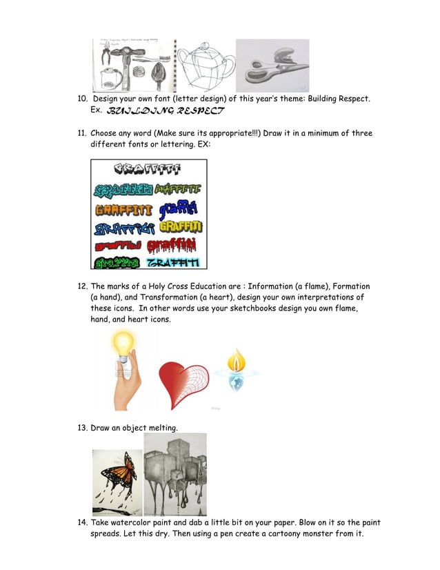 Visual arts sketchbooks sem. 1 | PDF | Drawing and Sketching | Arts and ...