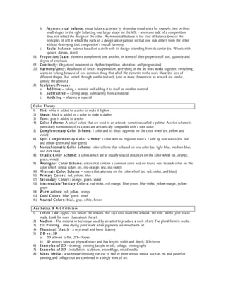 Visual arts vocab 2 | PDF