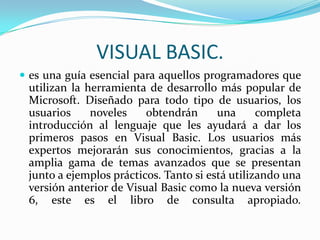 Visual Basic | PPTX | Programming Languages | Computing